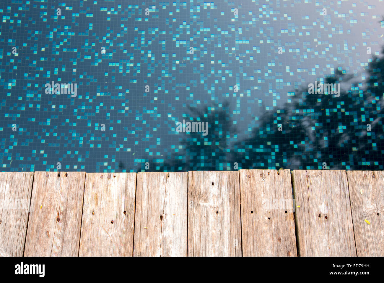 wood pavement with pool edge background Stock Photo - Alamy