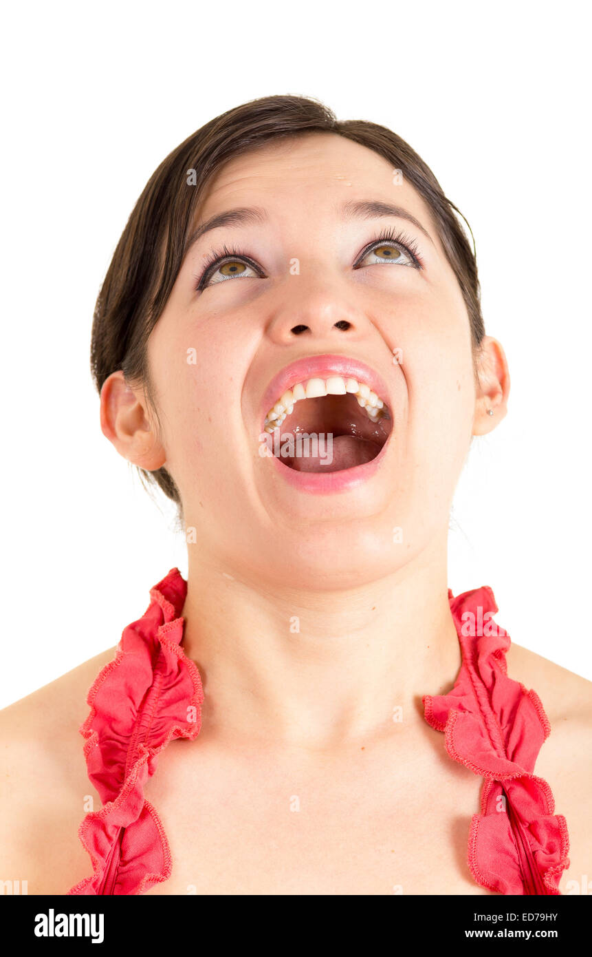beautiful young woman expressing happiness Stock Photo - Alamy