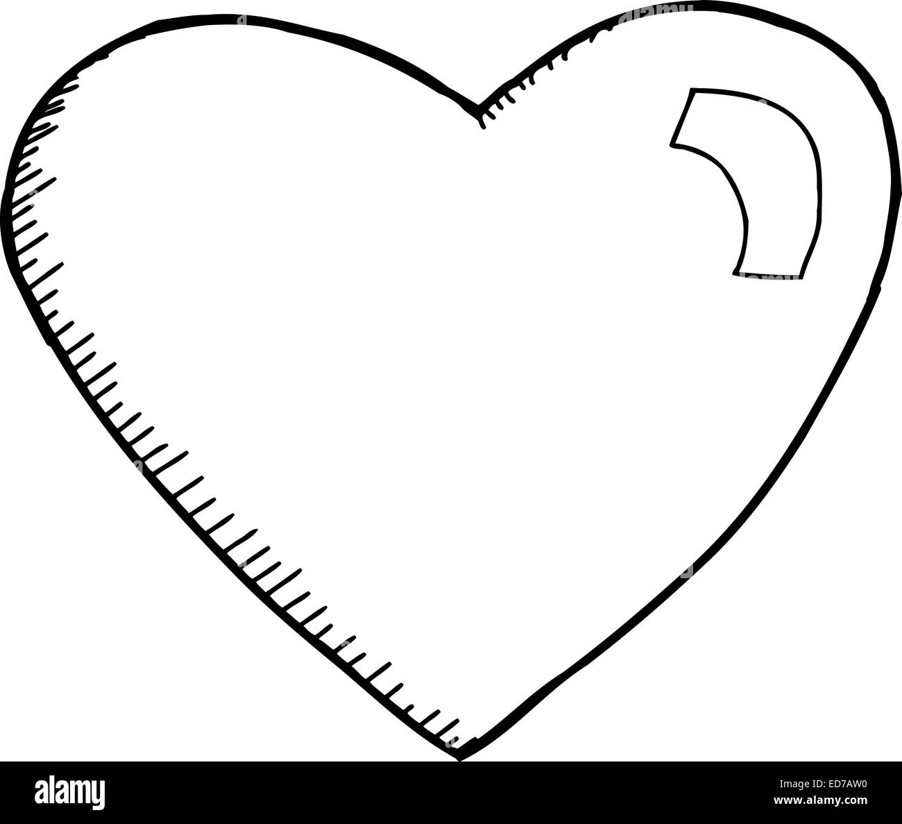 Outlined doodle heart cut out over white background Stock Photo - Alamy