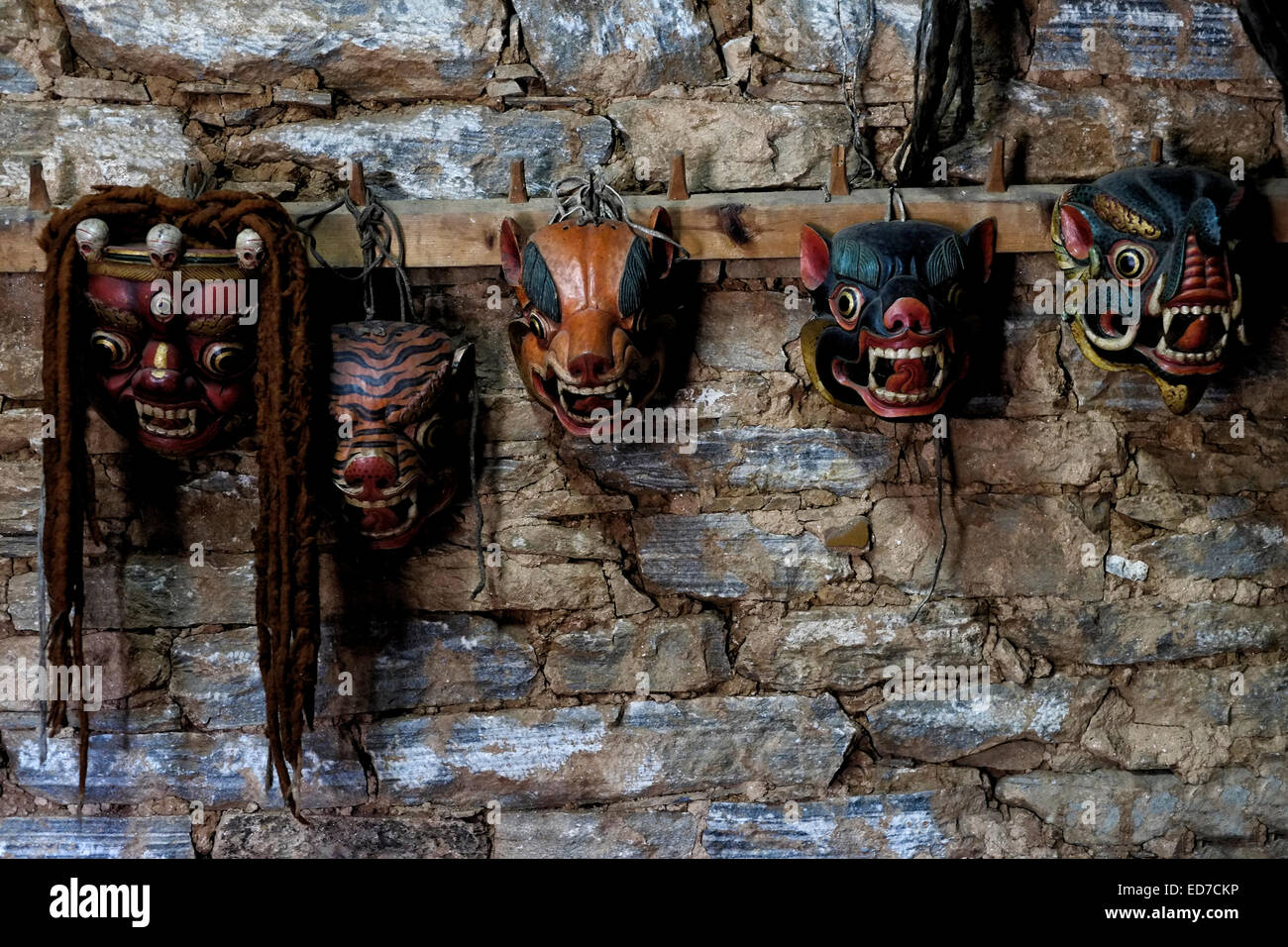Bhutanese carved masks hi-res stock photography and images - Alamy