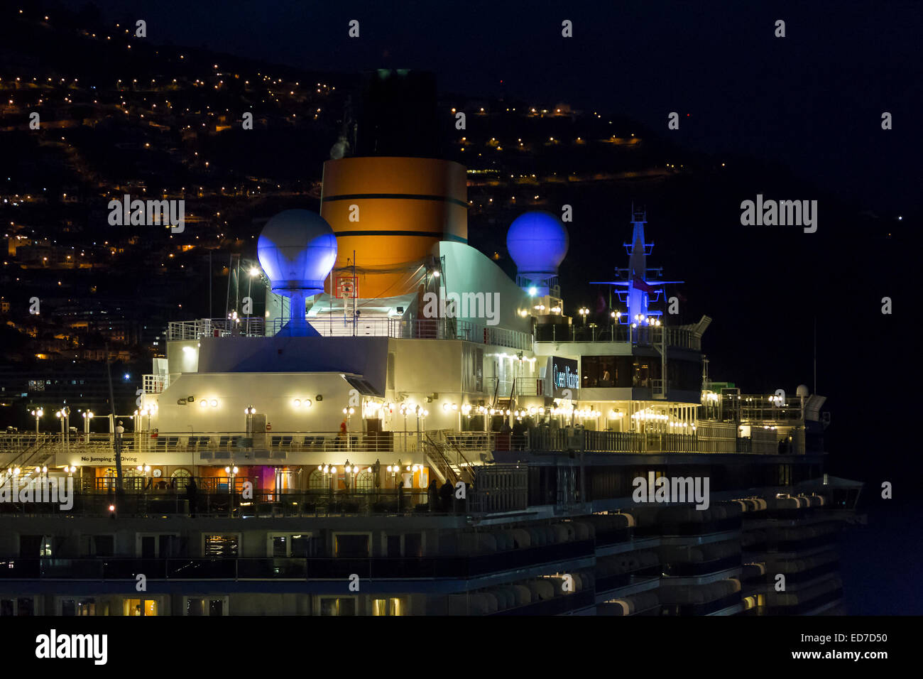 Cunard Queen Victoria in Madeira early evening Stock Photo - Alamy