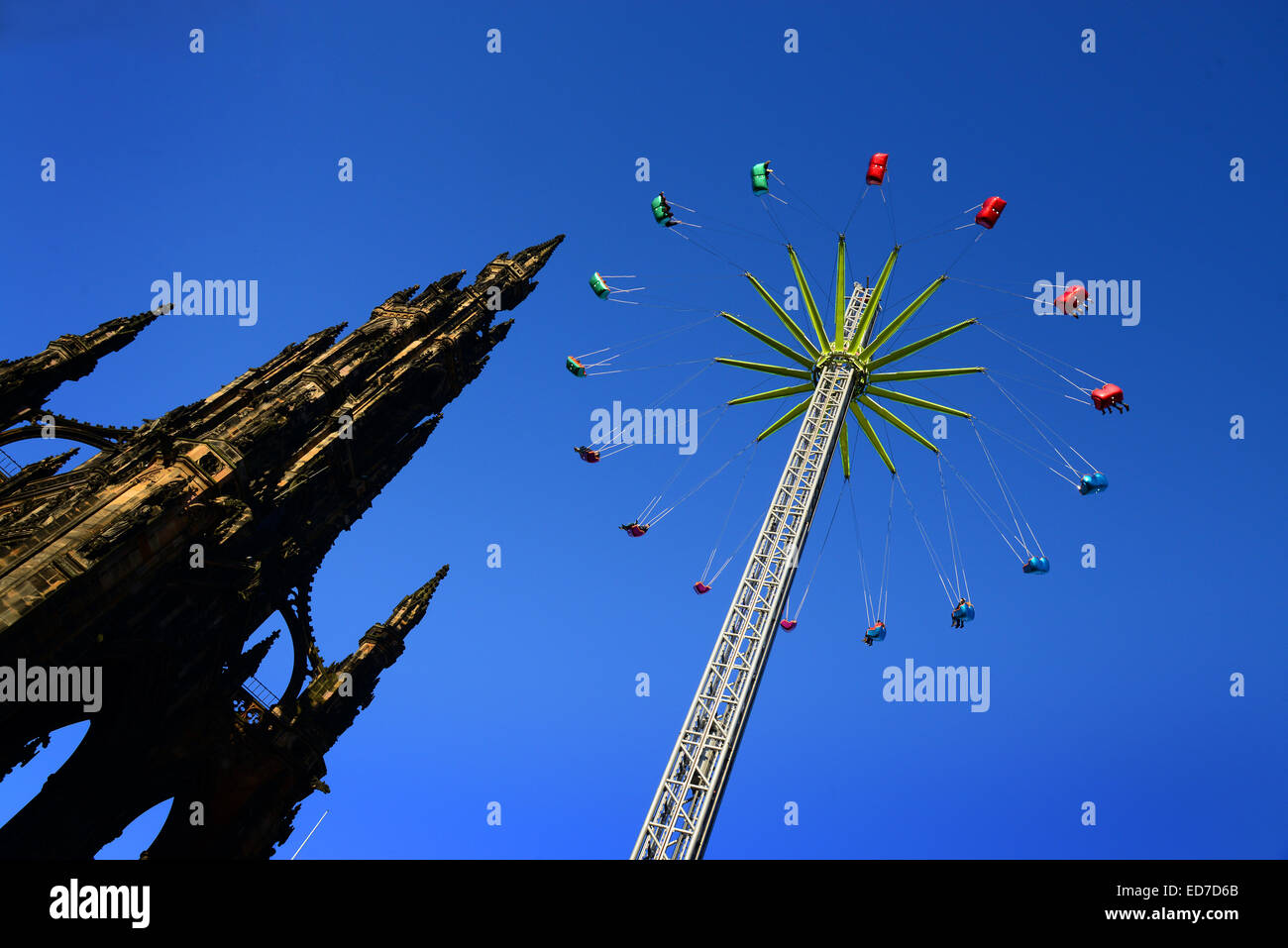 The Scott Monument in Princess Street Gardens, play host to fairground ...