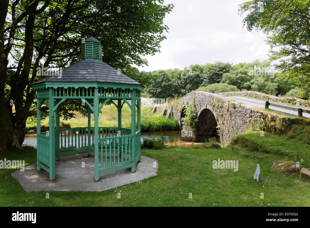 The old Bridge of Two Bridges, Dartmoor National Park, Devon, UK Stock ...