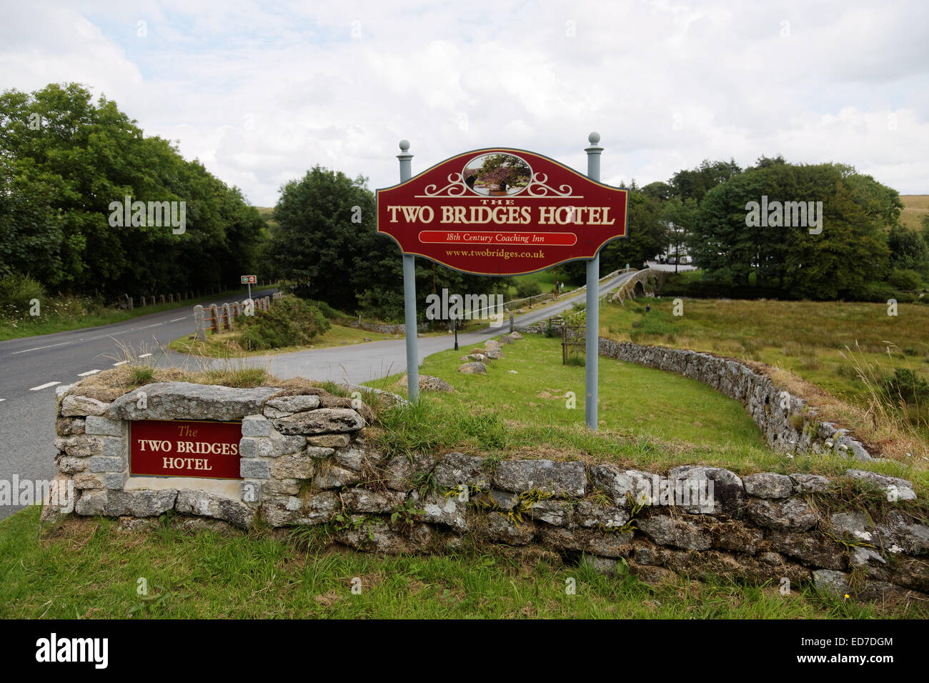Sign at Hotel Two Bridges, Dartmoor, Devon, UK Stock Photo - Alamy