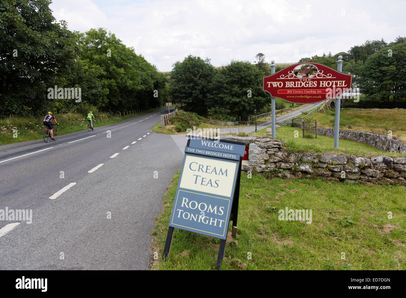 Sign at Hotel Two Bridges, Dartmoor, Devon, UK Stock Photo - Alamy