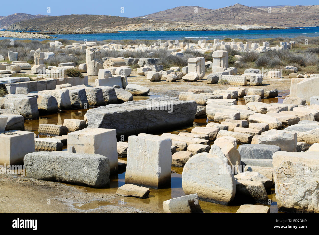 The island of Delos: an important archaeological site in Greece Stock ...