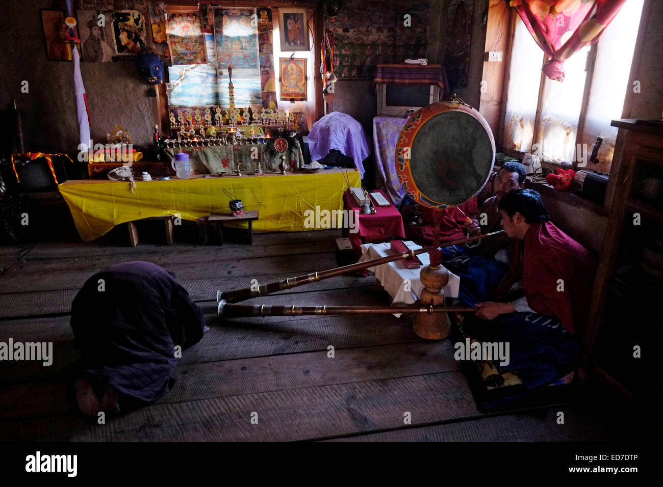 Traditional Buddhist Purification ritual at a house in the village of ...