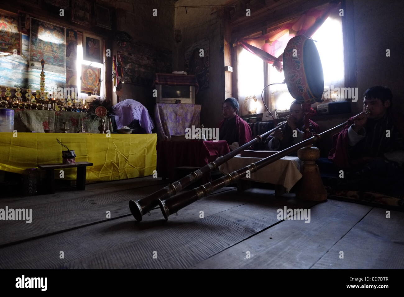 Traditional Buddhist Purification ritual at a house in the village of ...