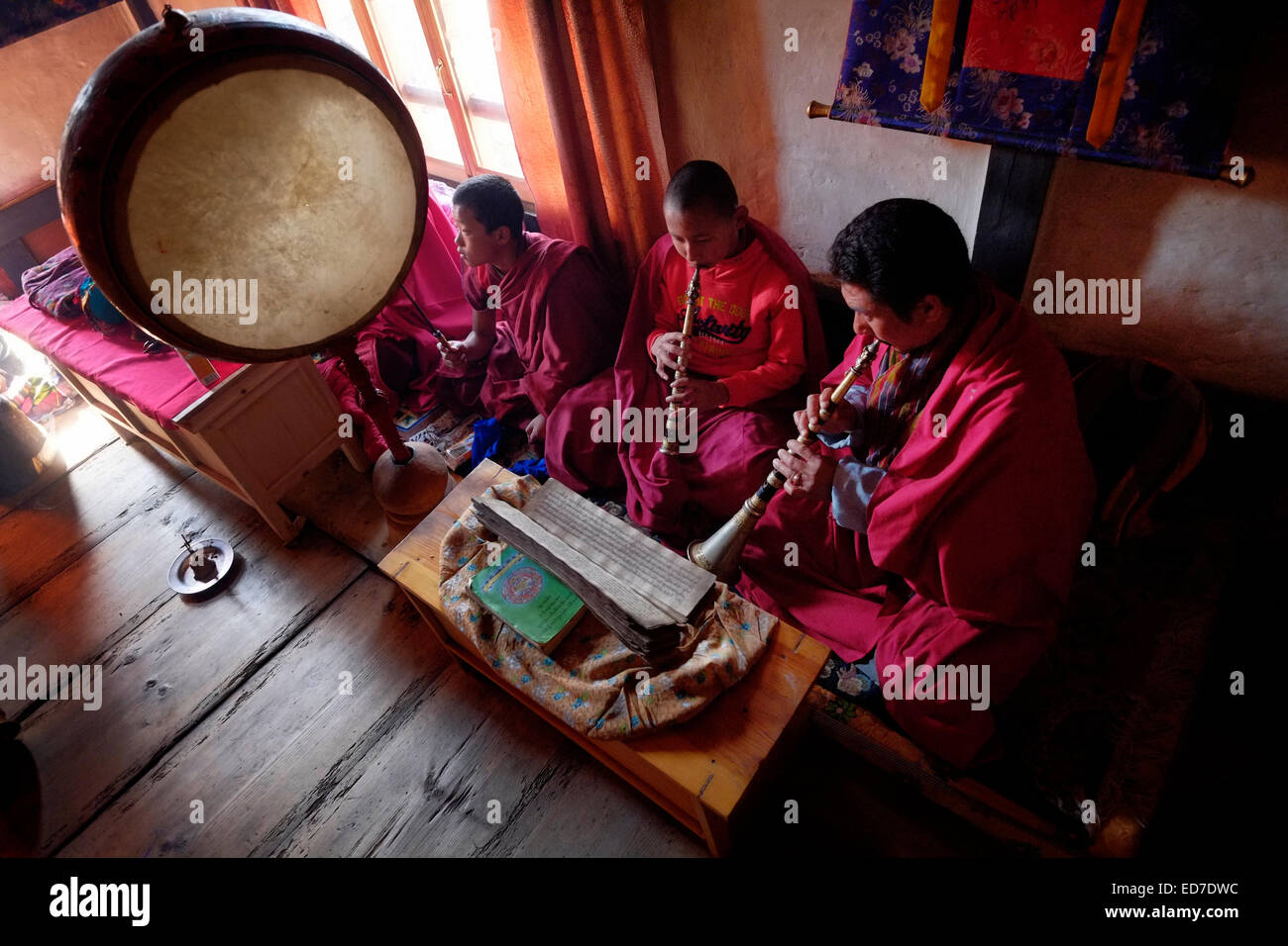 A Buddhist ritual ceremony in the village of Ngang Lhakhang during the ...