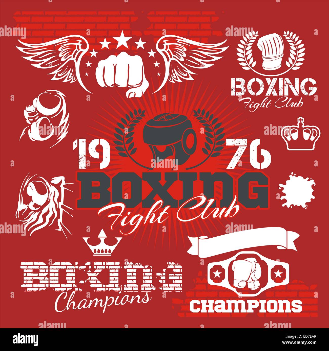 Boxing labels and banners set. part set Stock Photo - Alamy