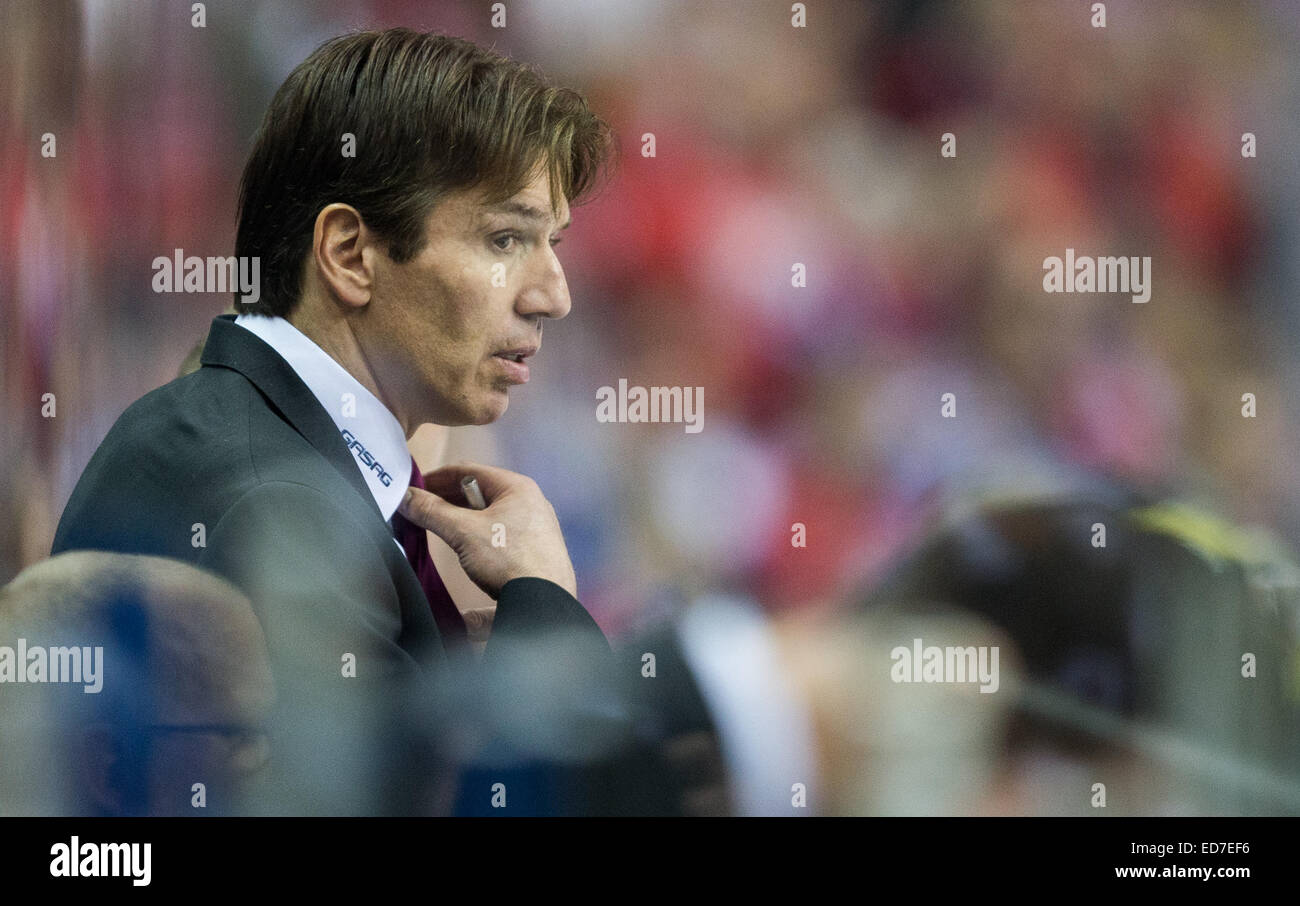 Berlin, Germany. 30th Dec, 2014. Berlin's head coach Uwe Krupp reacts ...