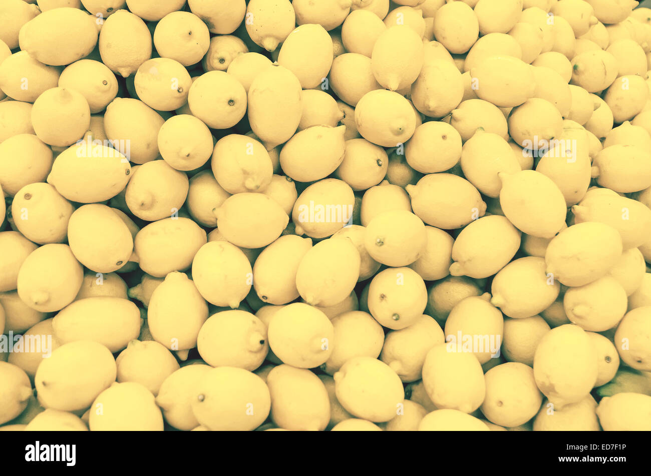 Retro Photo Of Lemons Pile Display In Market Stock Photo - Alamy