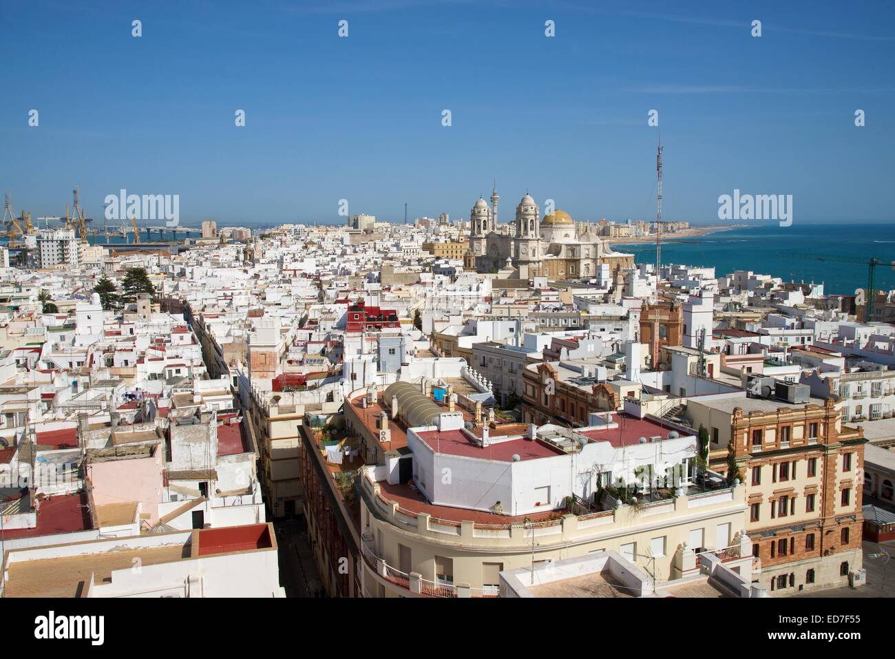 View from Torre Tavira tower to Cádiz Cathedral, also New Cathedral ...