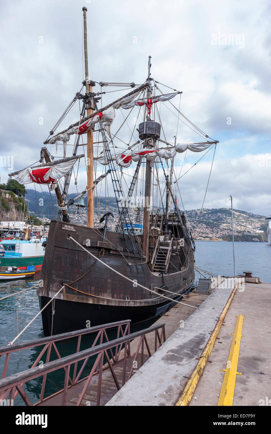 Santa Maria moored in Madeira Stock Photo - Alamy