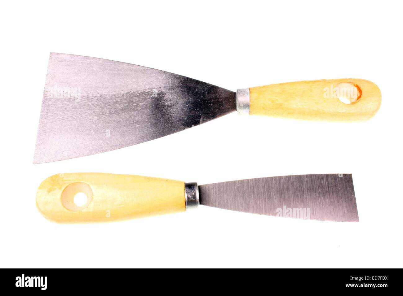 Two metal spatula isolated on a white background Stock Photo - Alamy