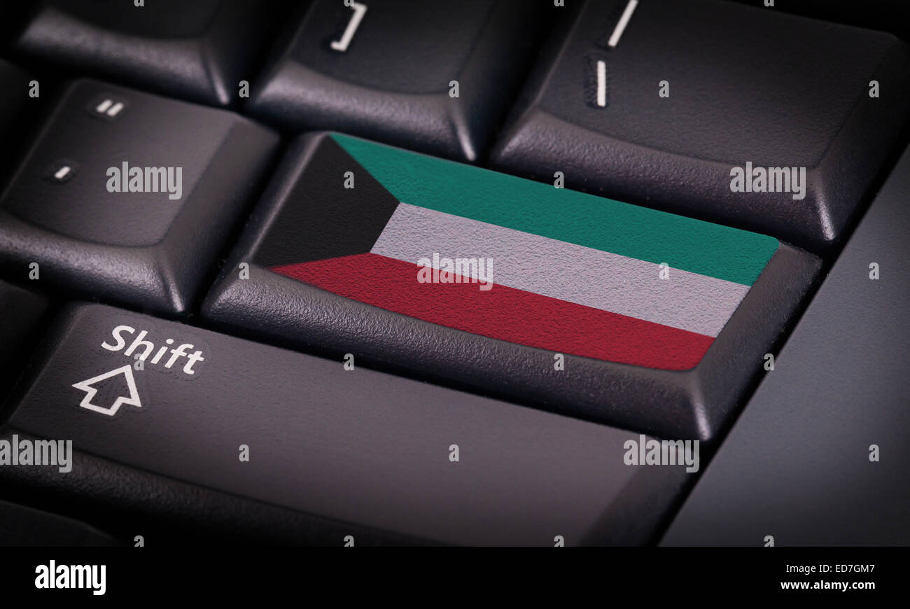 Flag on button keyboard, flag of Kuwait Stock Photo - Alamy