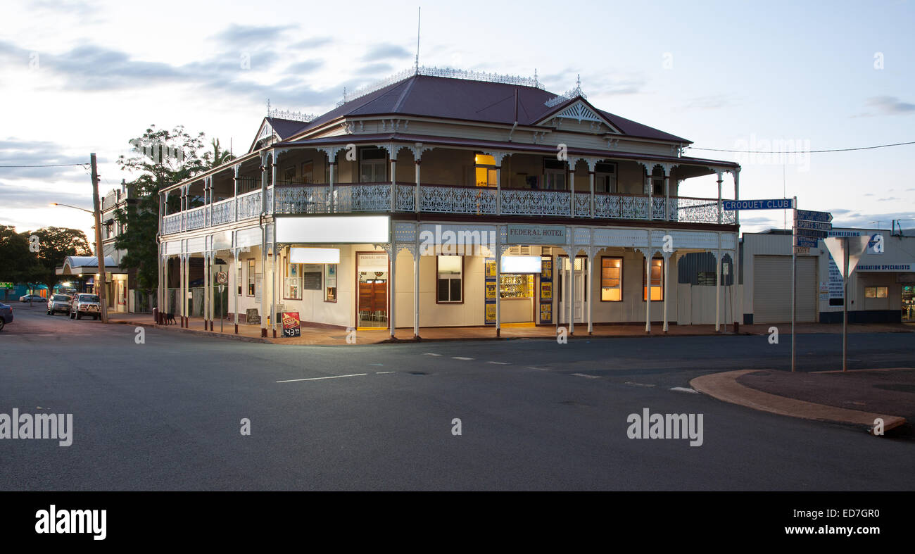 Historic Queenslander style hotel Childers Queensland Australia Stock ...