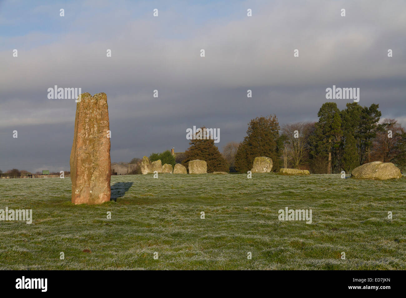 The Bronze Age monolith and stone circle Long Meg and her Daughters on ...