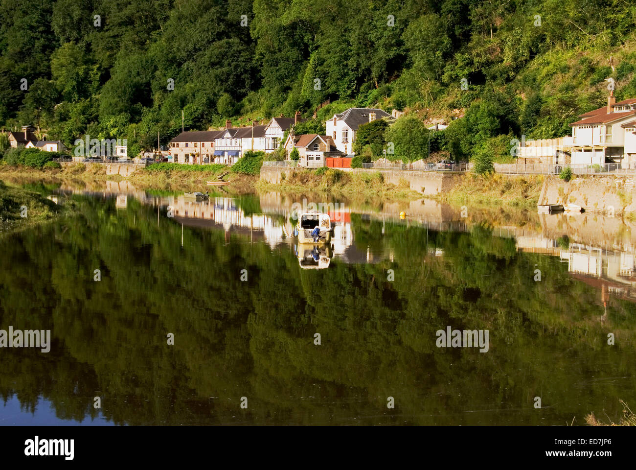 The river Wye meandering its way through the village of Tintern ...