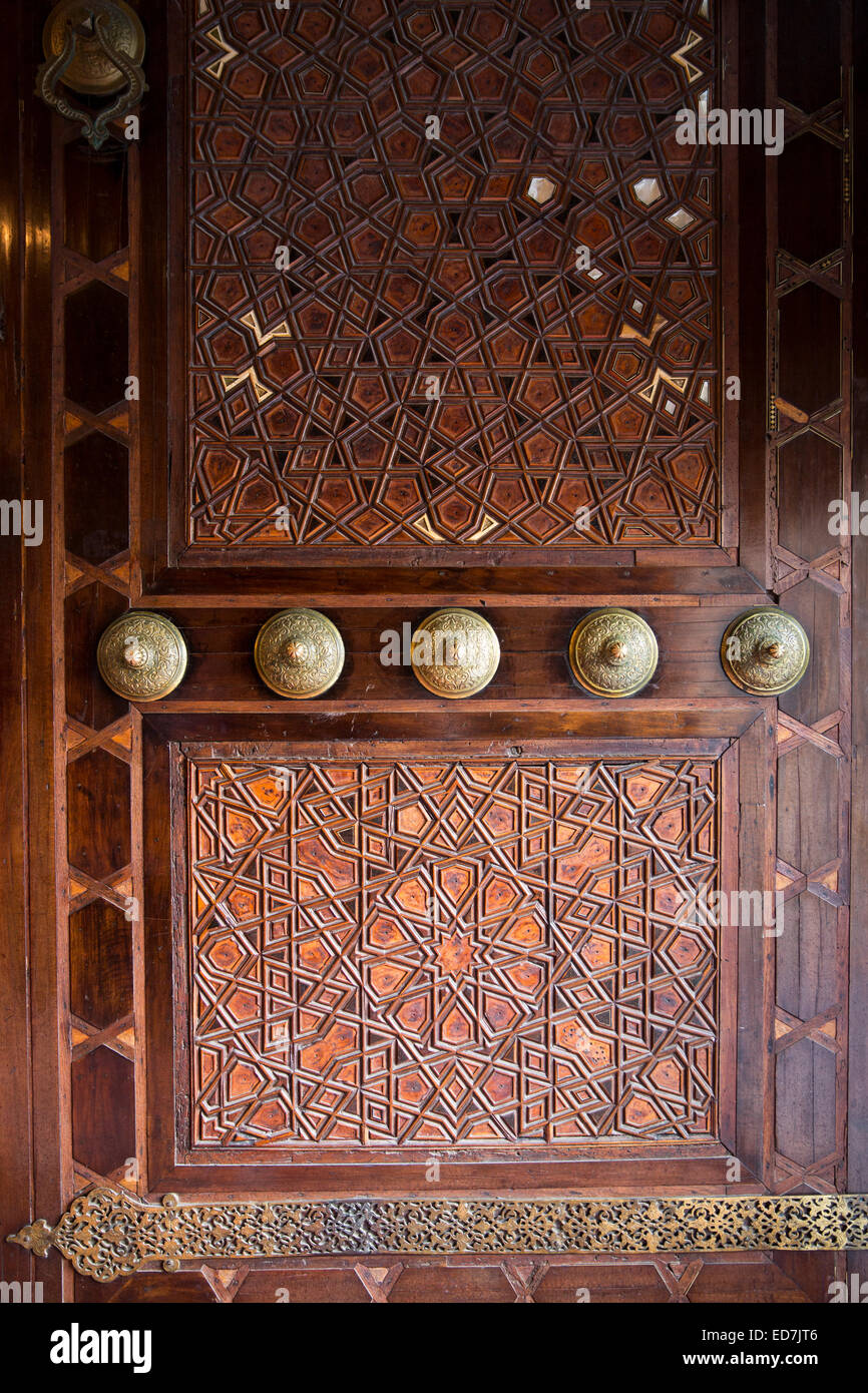 Ornate wooden carved entrance door at the Blue Mosque, Sultanahmet ...