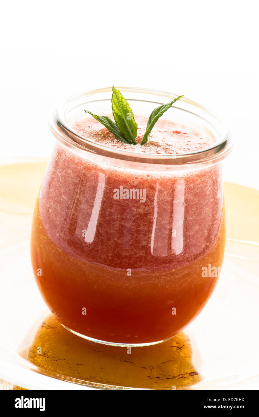 Chilled fruit soup with watermelon and mint in a glass Stock Photo - Alamy