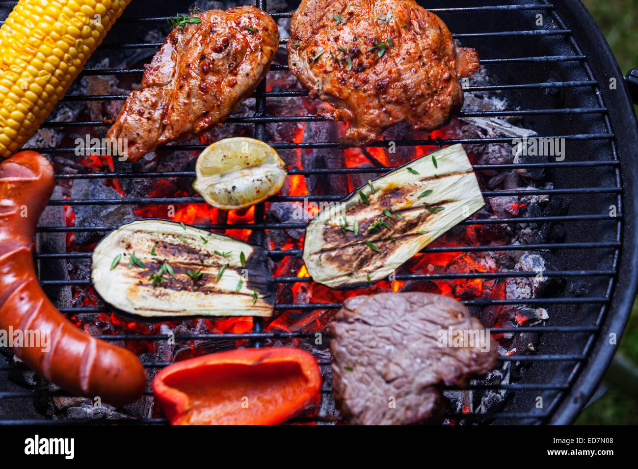 barbecue seen from the top Stock Photo - Alamy