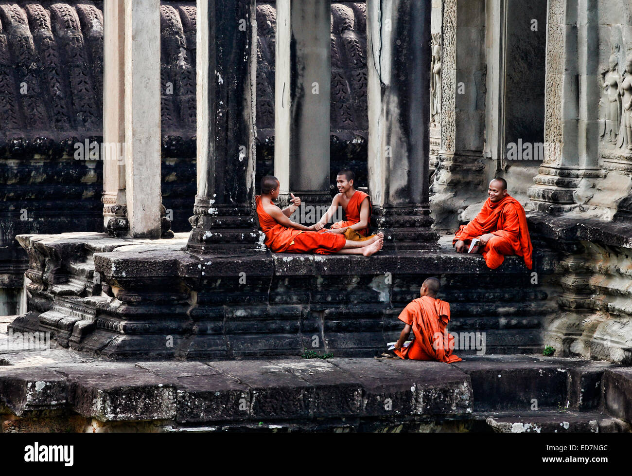 Buddhist monks at Angkor Wat temple in Cambodia Stock Photo - Alamy
