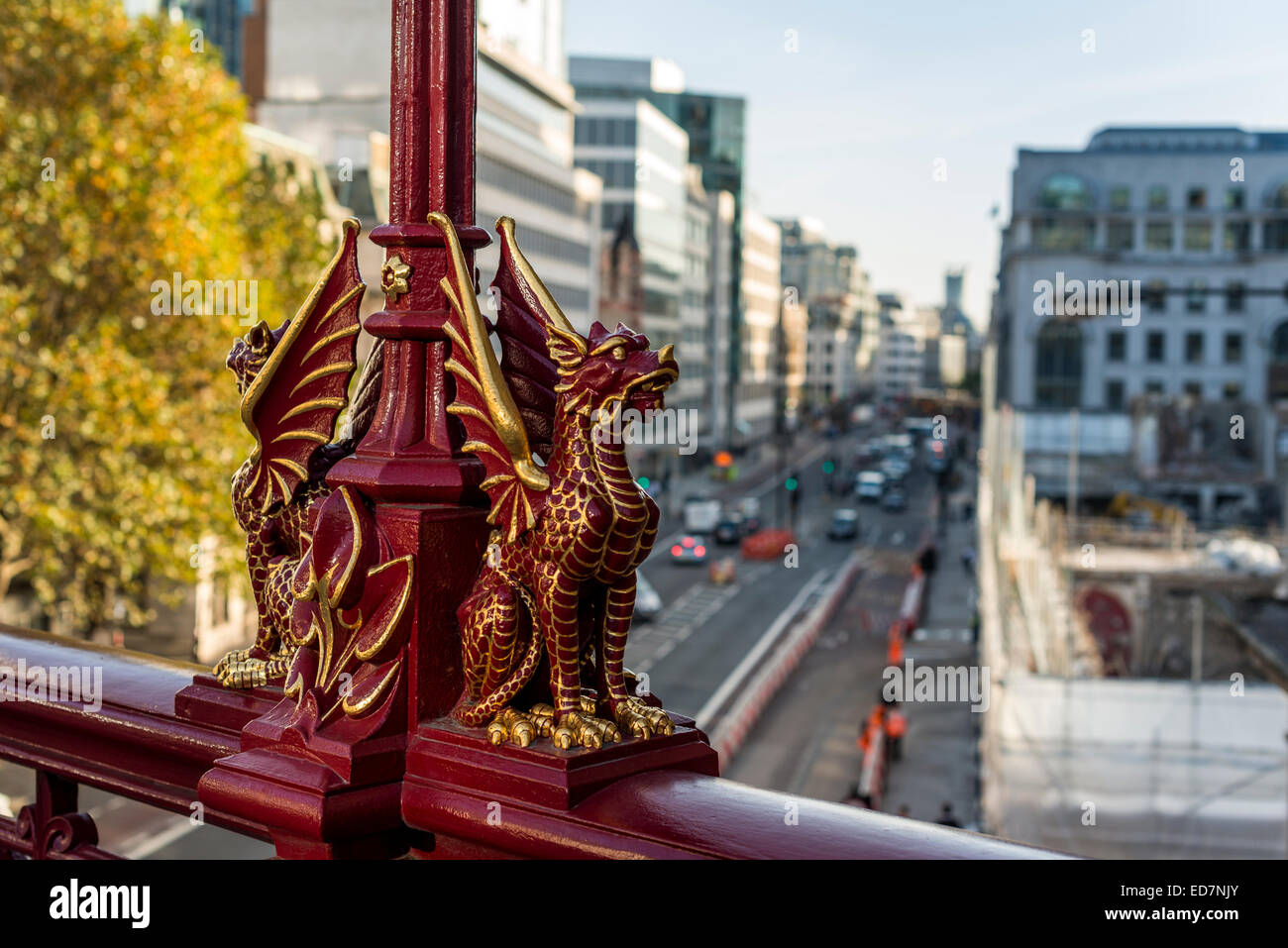 Dragons, a symbol of the City of London, as decoration on Holborn ...