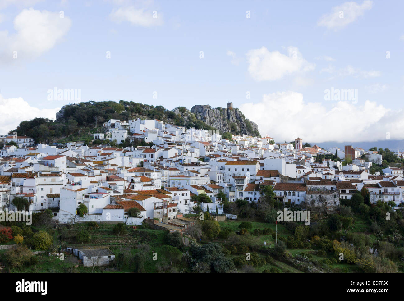 The typical whitewashed mountain village of Gaucin, Malaga Province ...