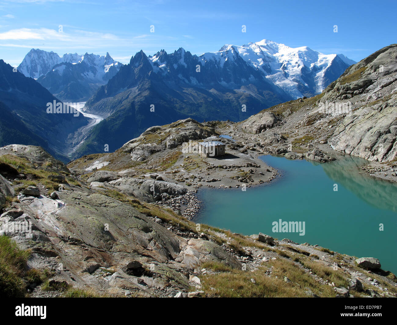 Lac Blanc above Chamonix in the French Alps overlooking the Mer de ...