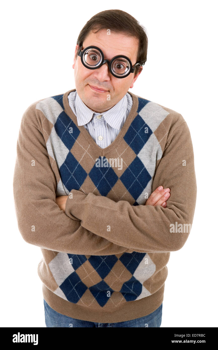 geek man isolated on white background Stock Photo - Alamy