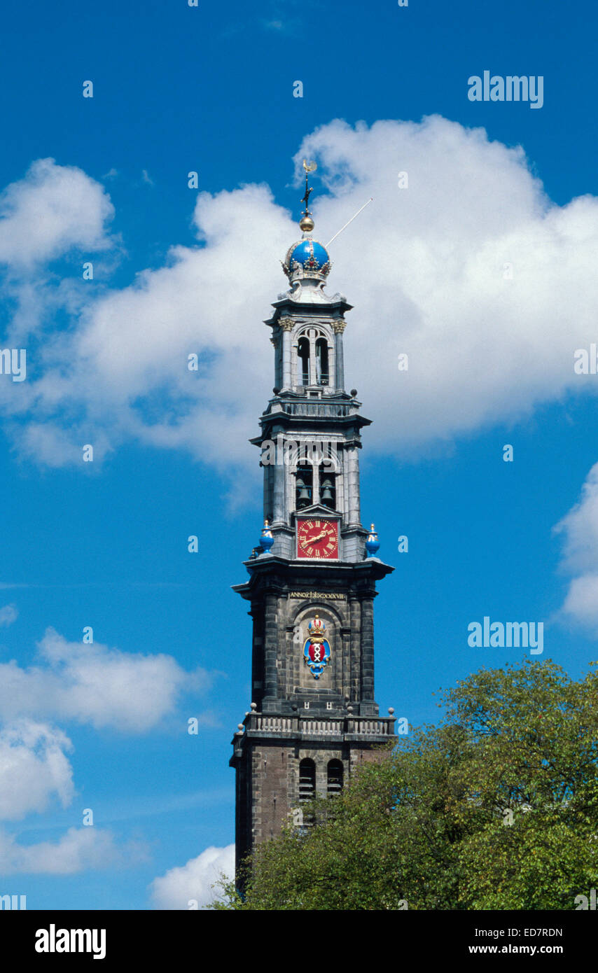 Westerkerk church on the prinsengracht canal hi-res stock photography ...