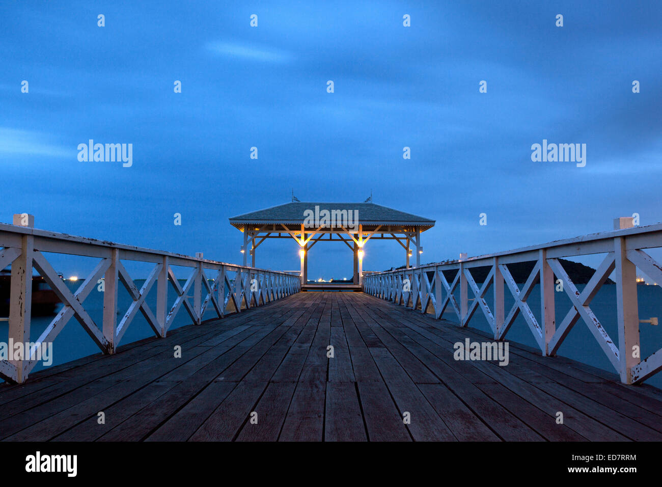 jetty walkway with pavilion in twilight time Stock Photo - Alamy