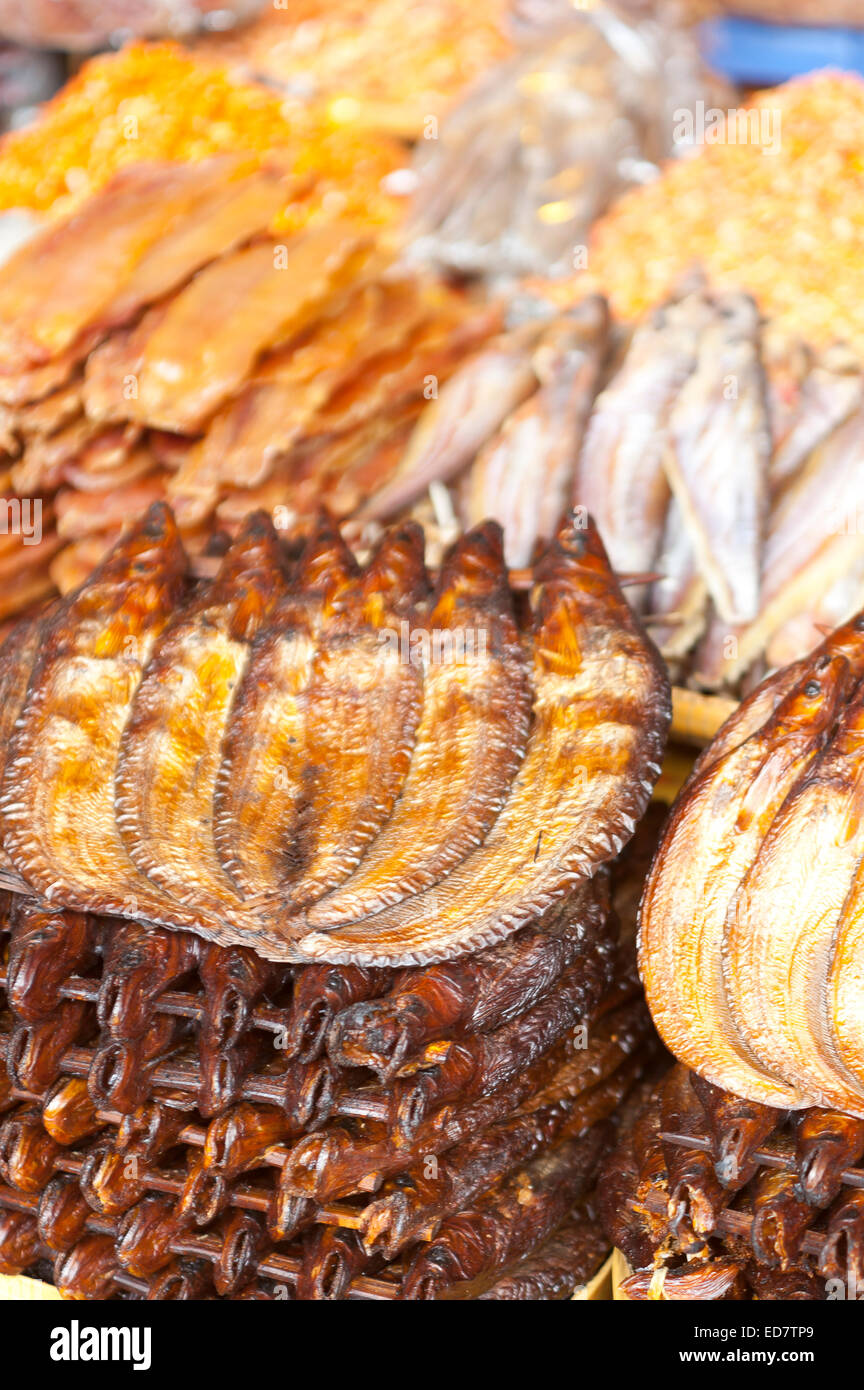 Dried fish, Food market, Phnom Penh, Cambodia, Indochina, Southeast ...