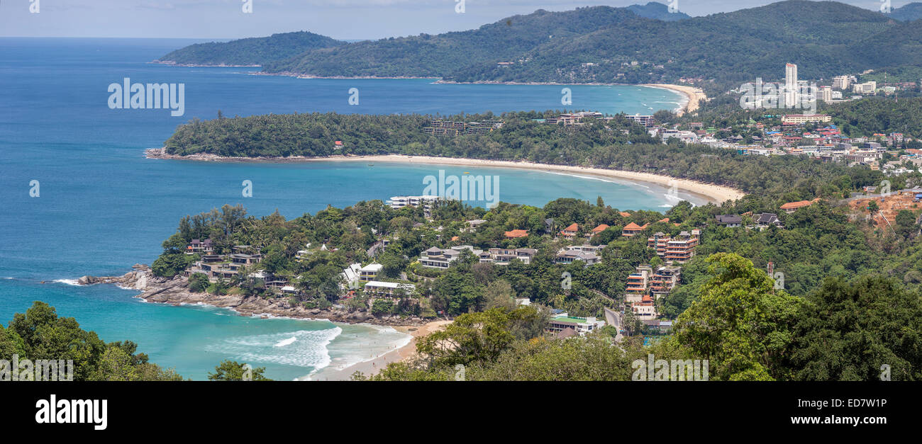 Panorama Aerial view of Bay and tropical beach,kata karon and katanoi ...