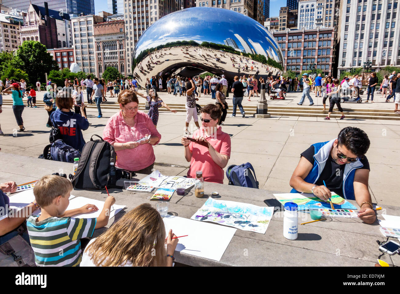 Chicago Illinois,Loop,Millennium Park,Cloud Gate,The Bean,artist Anish ...