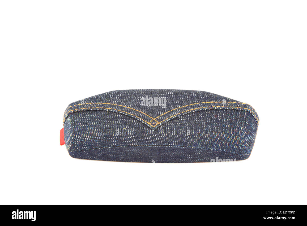 isolated blue jean sunglasses case on white background Stock Photo - Alamy