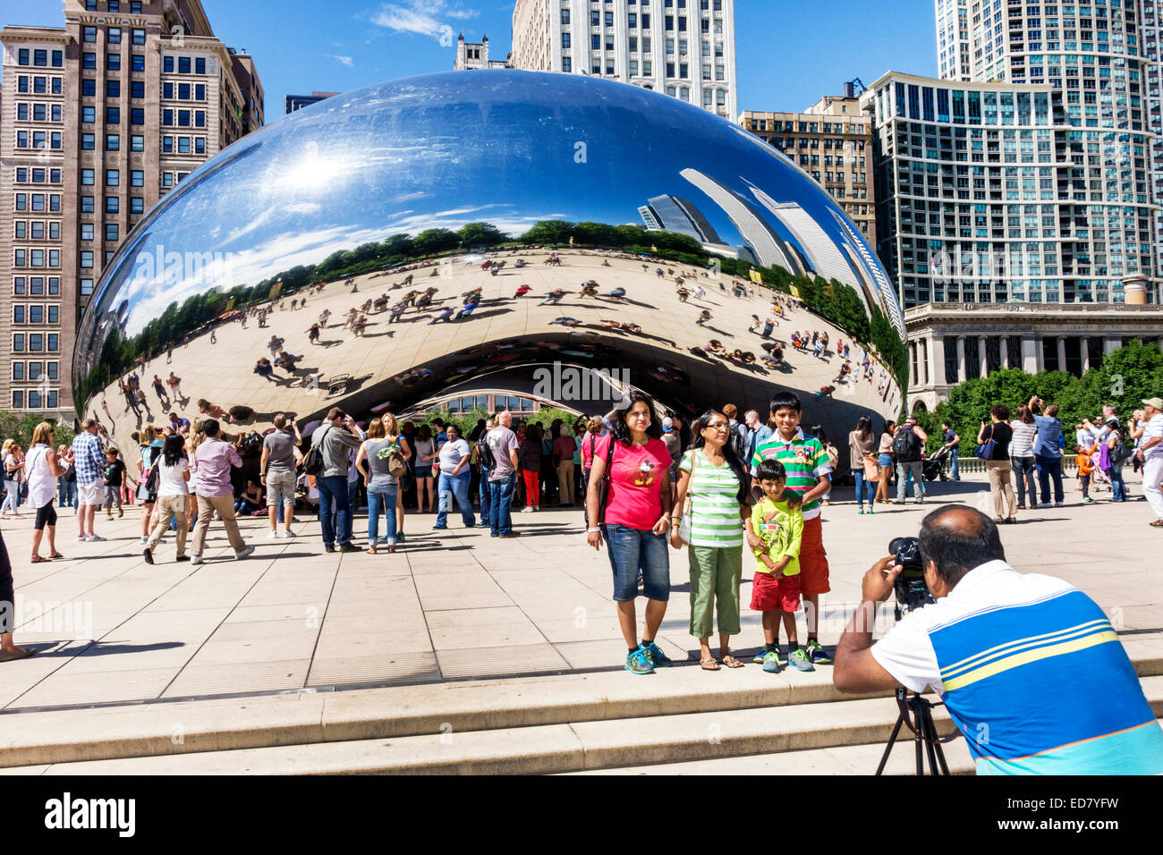 Chicago Illinois,Loop,Millennium Park,Cloud Gate,The Bean,artist Anish ...