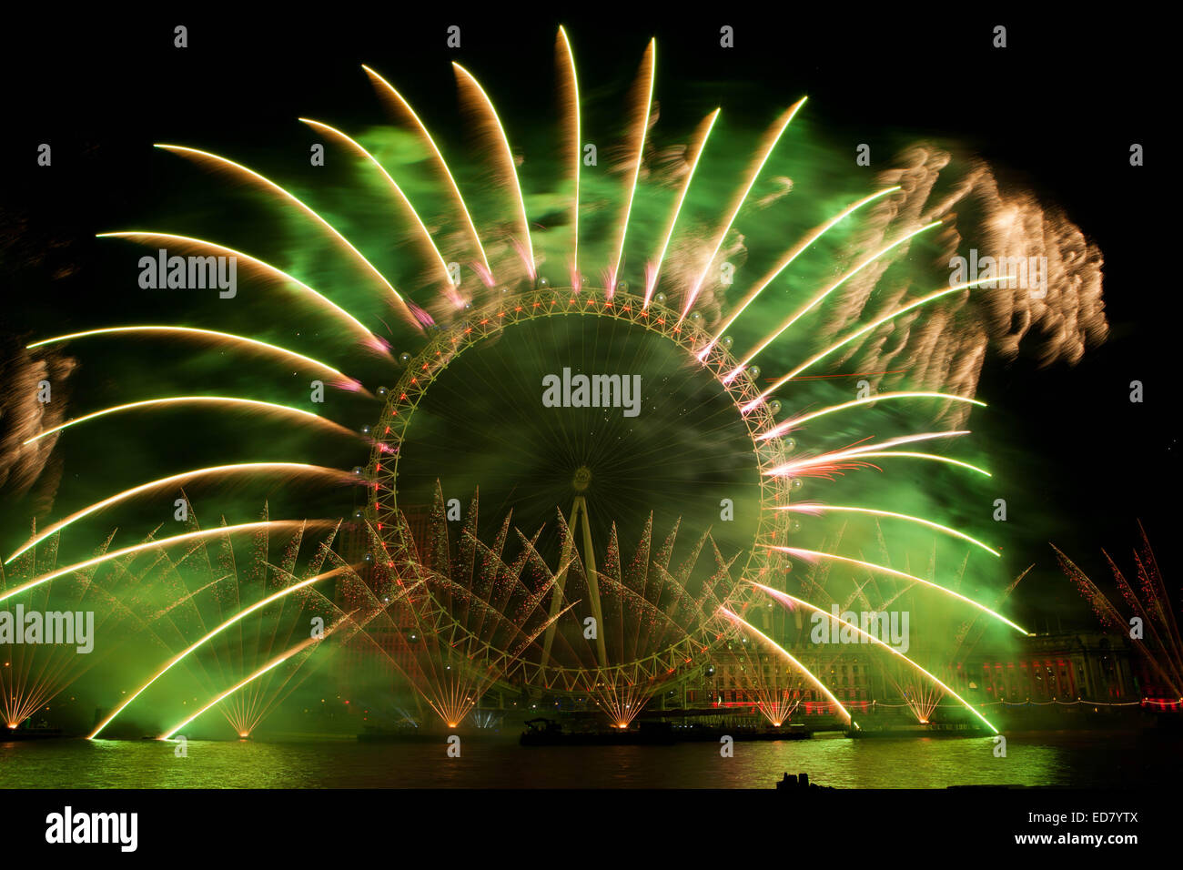 Westminster, Central London, UK 1st January 2015 Firework pyrotechnics ...