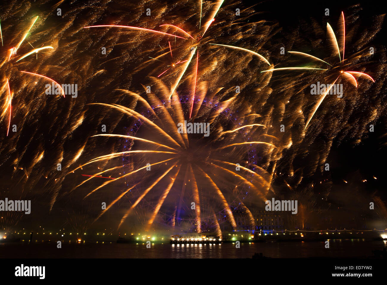 Westminster, Central London, UK 1st January 2015 Firework pyrotechnics ...