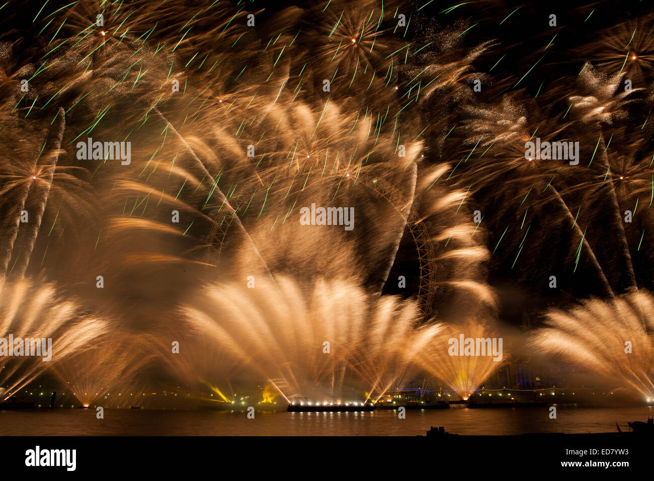 Westminster, Central London, UK 1st January 2015 Firework pyrotechnics ...