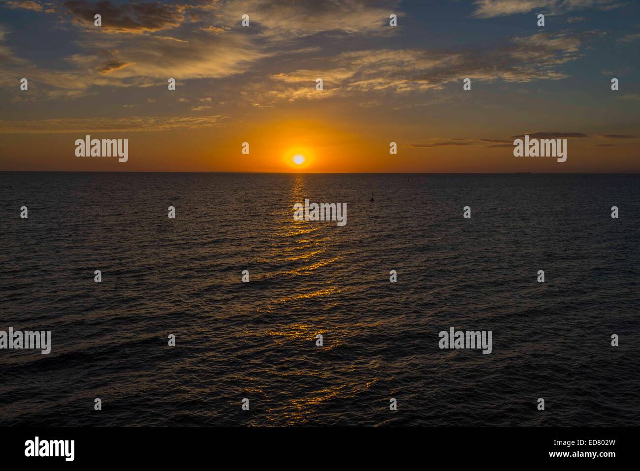 Sunset over the sea at Sandringham Magnificent colour orange sky Stock ...