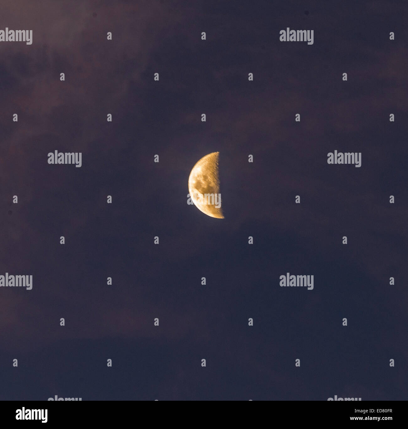 half moon at night clear dark side Stock Photo - Alamy