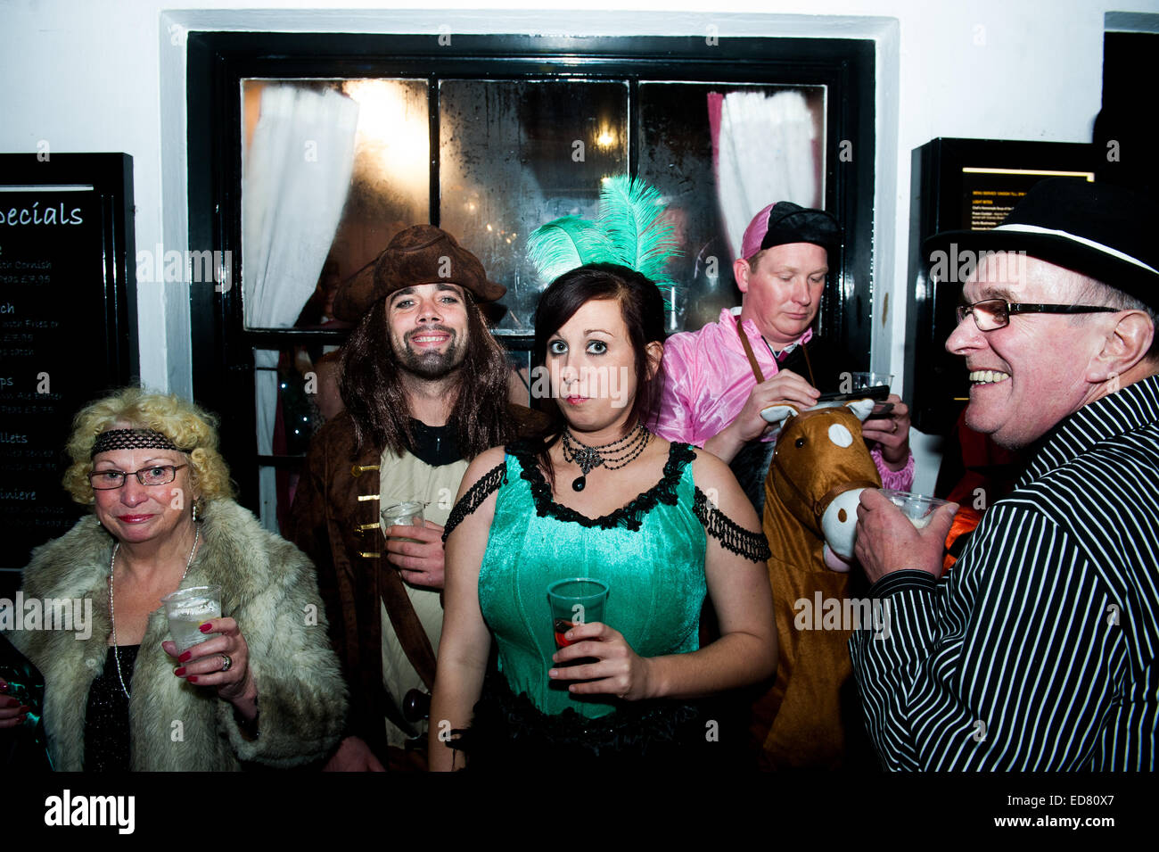 Revellers New Years Eve Celebrations at St. Ives in Cornwall,UK on 31 ...