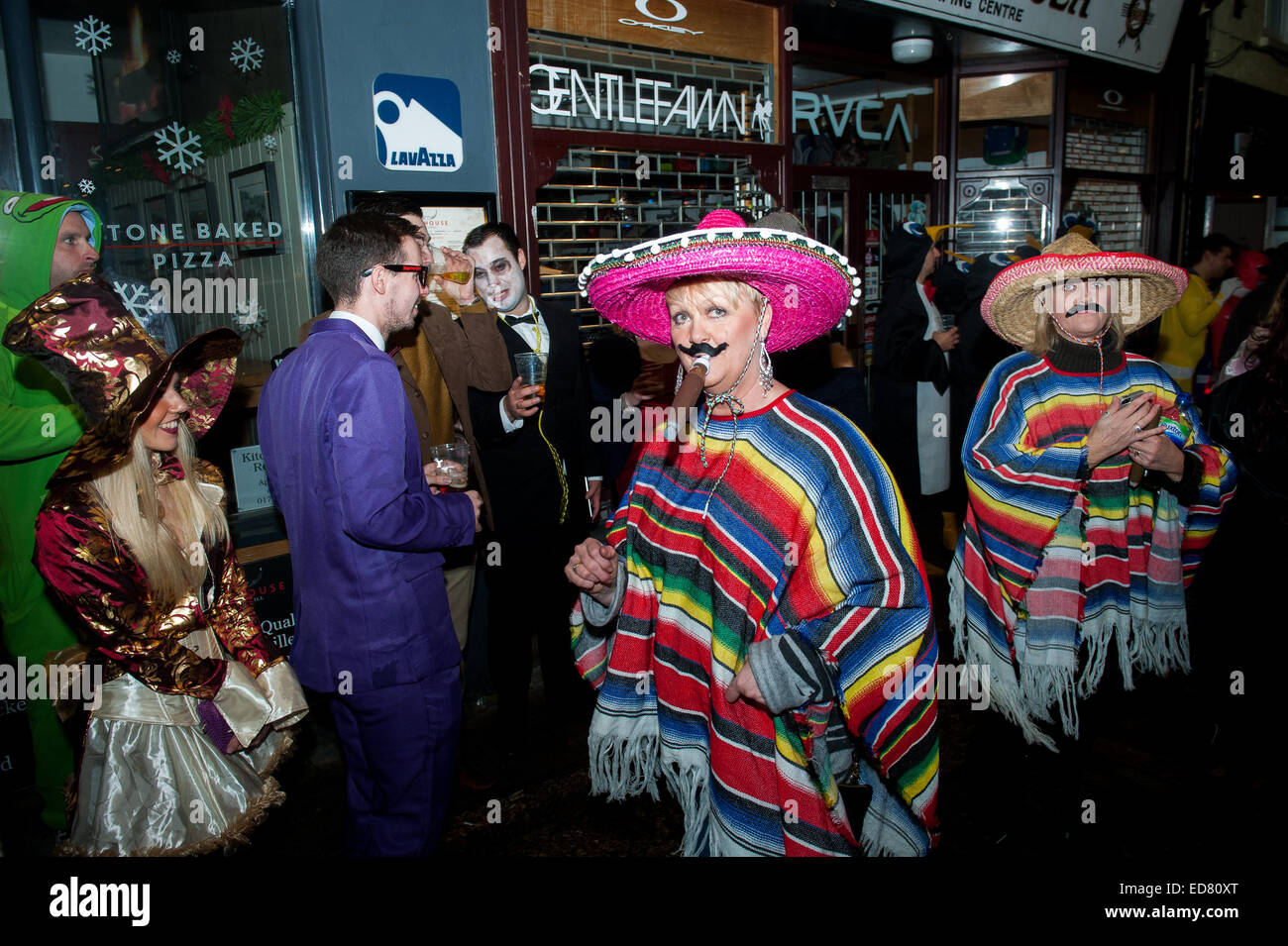 Revellers New Years Eve Celebrations at St. Ives in Cornwall,UK on 31 ...