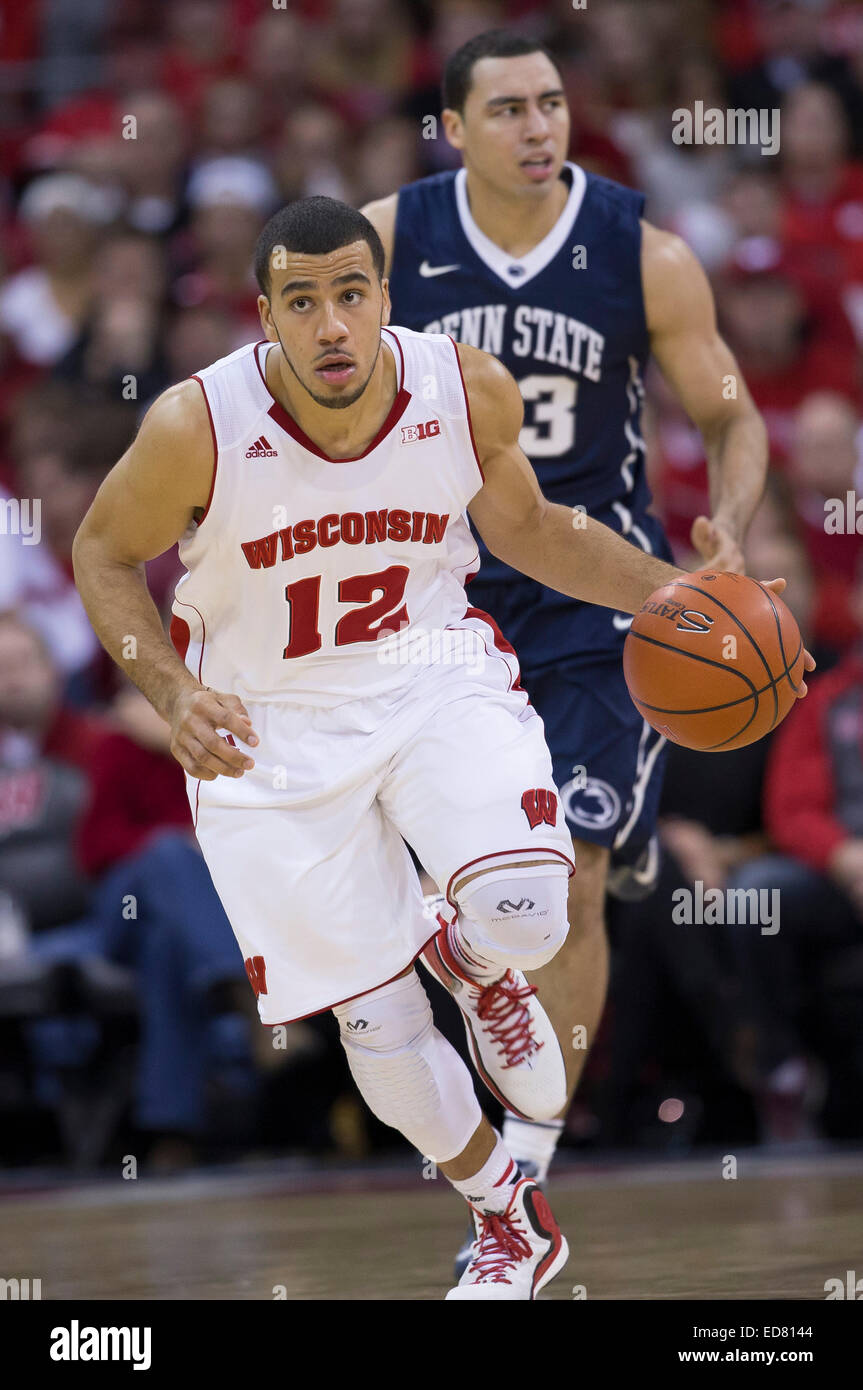 December 31, 2014: Wisconsin Badgers guard Traevon Jackson #12 leads a ...