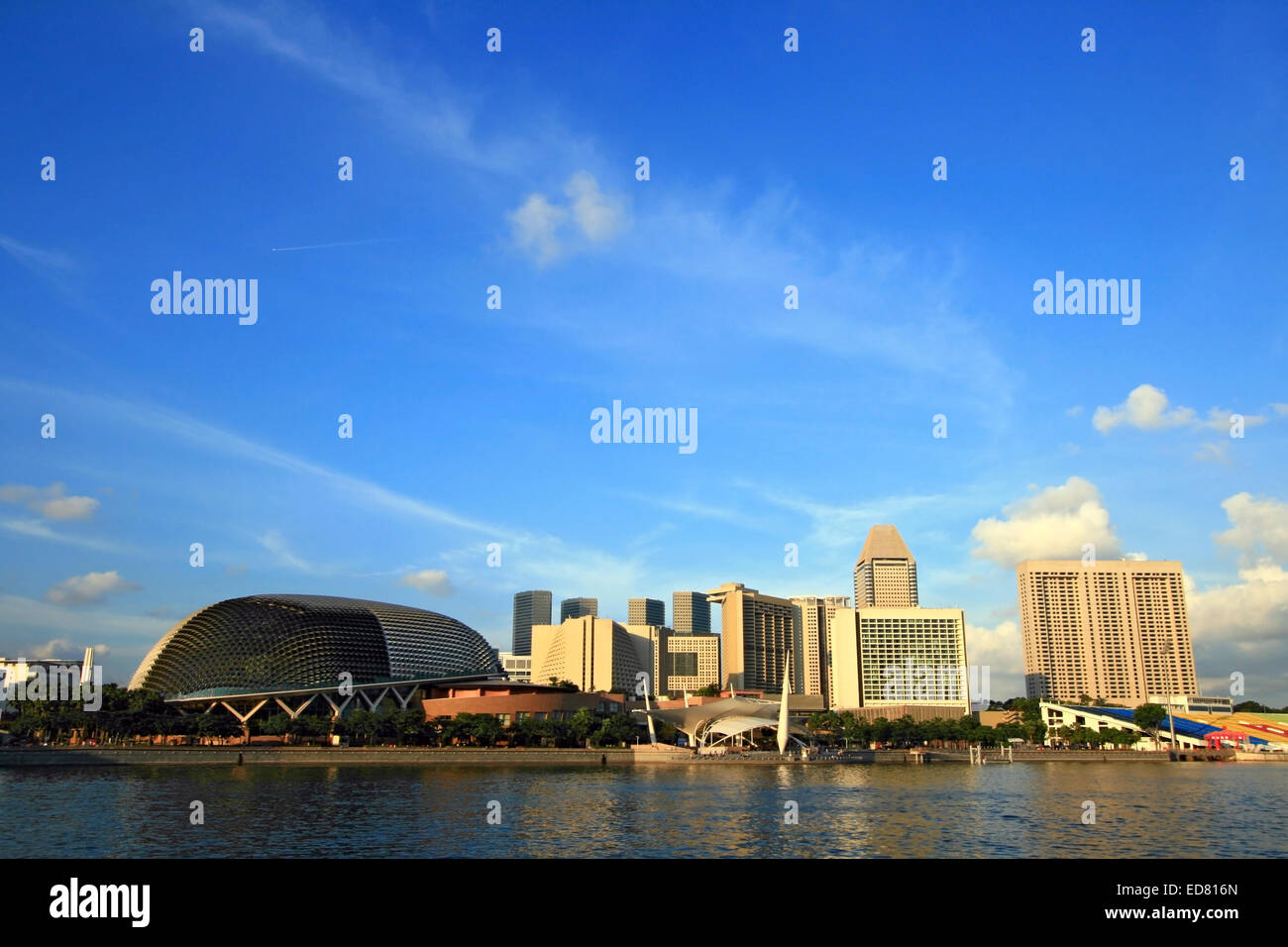 Esplanade Singapore skyscrapers and building with beautiful sky Stock ...