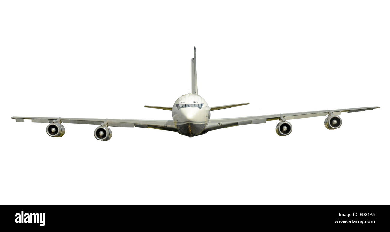 Classic Boeing 707 passenger jet front view isolated on white Stock ...