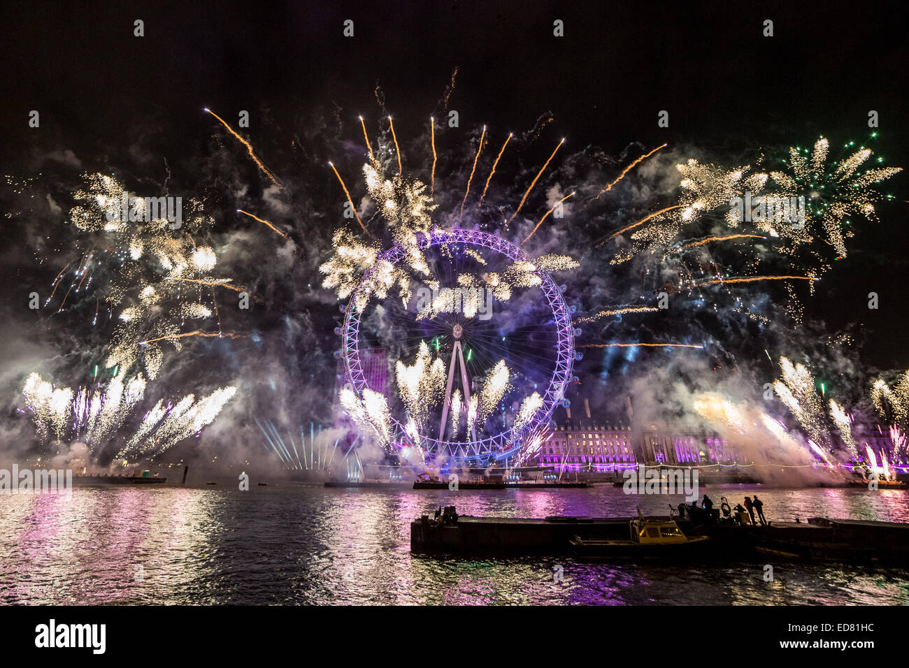 London, UK. 1st Jan, 2015. New Year’s Eve Firework Display by London ...