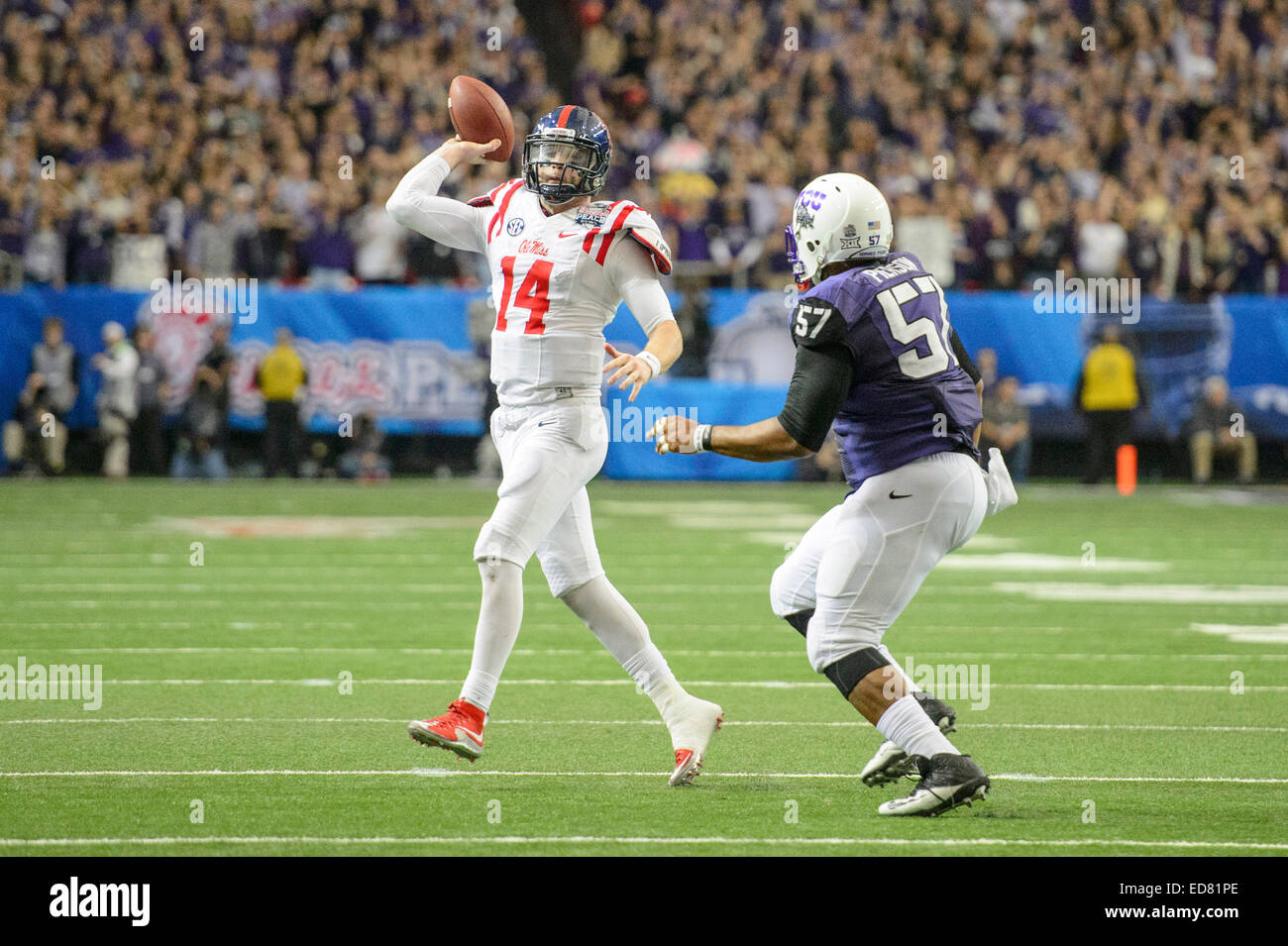 Atlanta, GA, USA. 31st Dec, 2014. Ole Miss QB Bo Wallace (14) during ...